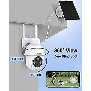ANRAN 2K Security Camera Wireless Outdoor, Solar Outdoor Camera with 360° View, Smart Siren, Spotlights, 3MP Color Night Vision, AI Human Detection, 2-Way Talk, Compatible with Alexa, Q3 White