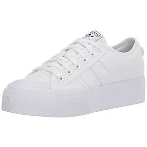 adidas Originals Women's Nizza Platform, White/White/White, 6
