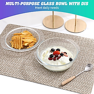 Glass Soup Bowl with Handles Lid Glass Cereal Bowls Clear Oatmeal Bowl Small Glass Bowl for Breakfast Cooking,Small Casserole Dish Round Baking Dish with Lid, Microwave, Dishwasher, Oven, Stove Safe
