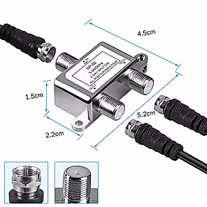 NEWCARE Digital 2-Way Coaxial Cable Splitter 5-2400MHz, RG6 Compatible, Work with Satellite/Cable TV and Internet, CATV Antenna System.(COAXIAL Cable NOT Included)