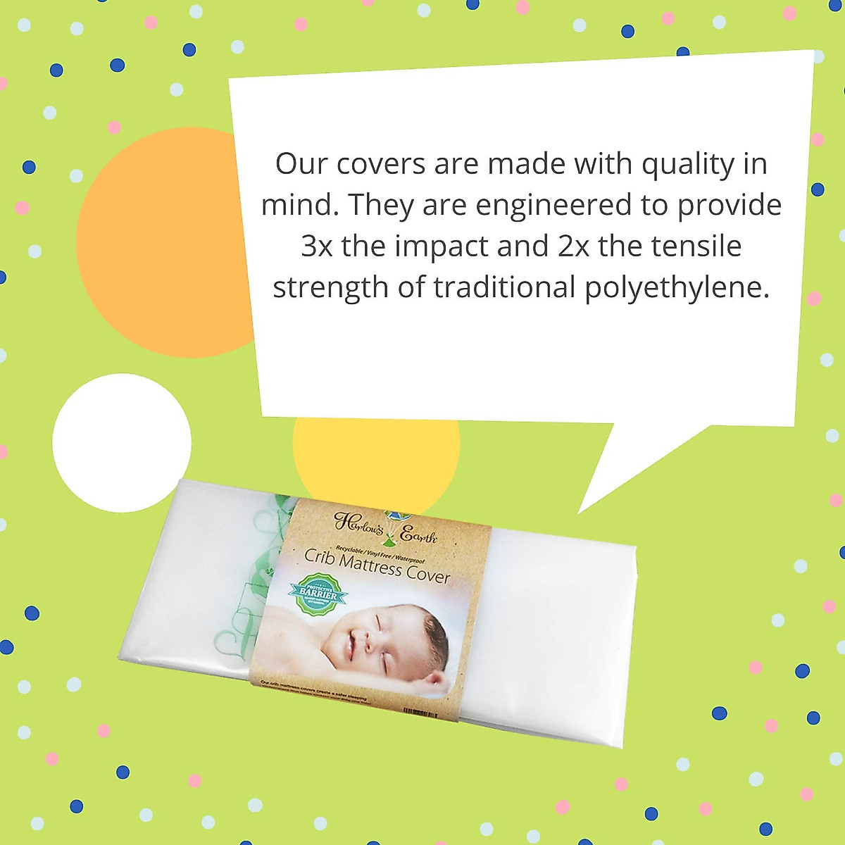 Harlow's Earth Protective Porta Crib Waterproof Mattress Cover, Waterproof, Safe Sleep Protection from Toxic Mattress Off Gassing, Impermeable Barrier Between Chemicals and Your Baby