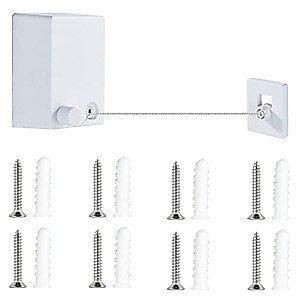 UFURMATE Retractable Clothesline Wire, Stainless Steel Extendable Laundry Line Wall Mounted Adjustable Clothes Drying Line Heavy Duty Washing Line Rope, 4.2 Meters (White)