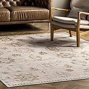 nuLOOM Krystin Distressed Machine Washable Area Rug, 6', Beige