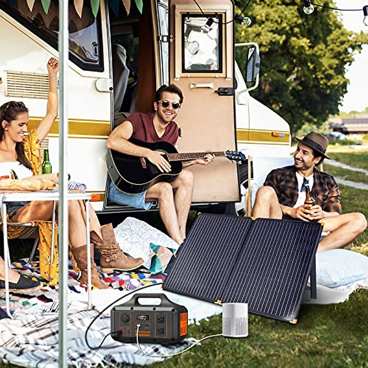 FlexSolar 100W Solar Panel Charger with 20A PWM Charger Controller, SAE 8mmDC Anderson Output IP65 Waterproof Foldable Suitcase with Kickstand Power Emergency for Battery Generator Power Station