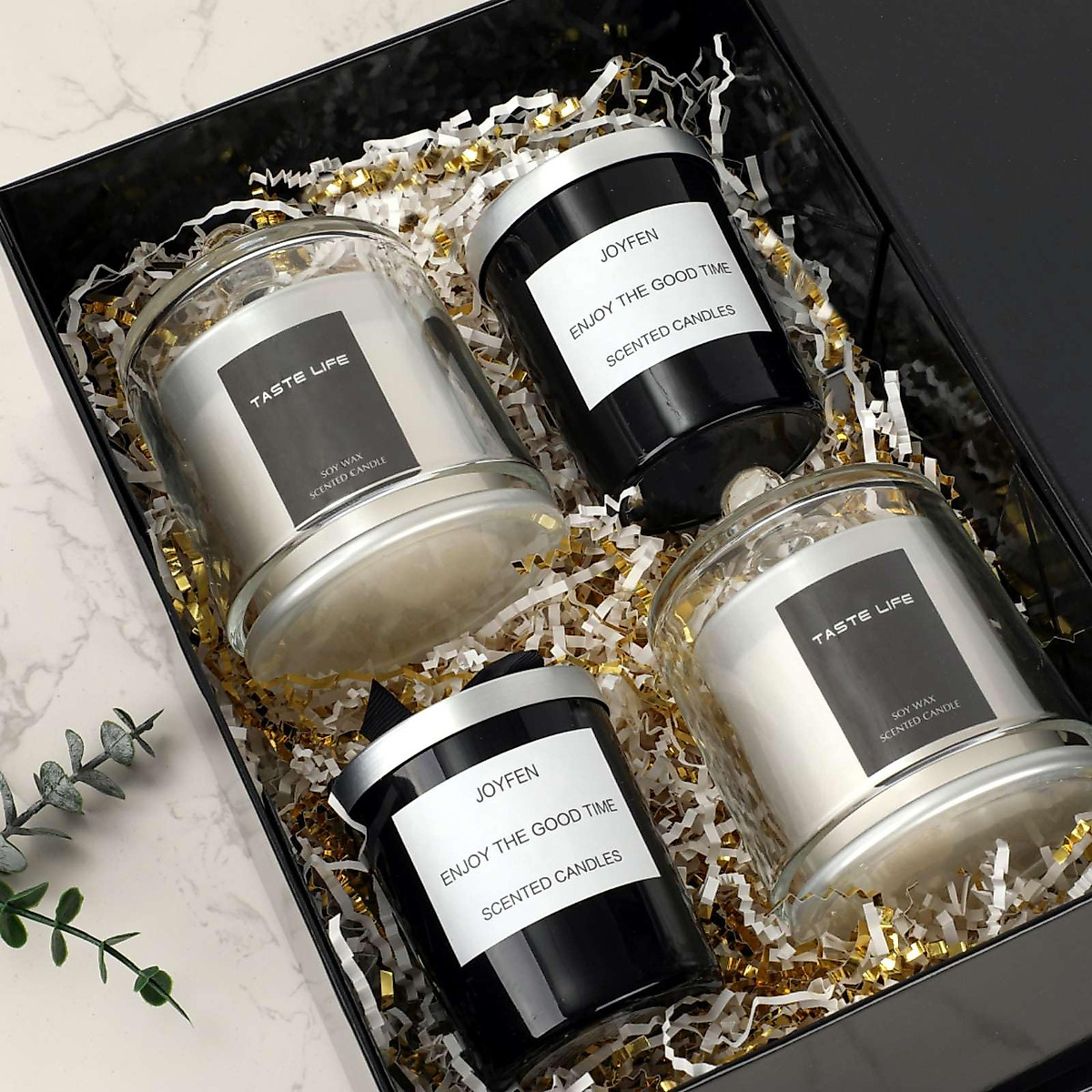 PLINJOY 4 OZ Crinkle Cut Paper Shred Filler for Gift Basket Shredded Confetti Paper Box Stuffing Easter Basket Grass (Gold White)