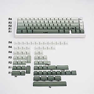 134 Keys Double Shot PBT Keycaps OEM Profile Gradient Green Backlit Keycap Set Fit for 61/64/87/104/108 Cherry Mx Switches Mechanical Keyboard