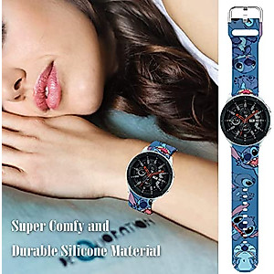 Sjiangqiao Stitch Band Compatible with Samsung Galaxy Watch 5/Watch 42mm/Galaxy Watch 3 41mm/Watch 4 40mm 44mm/Active 2/Gear S2 Classic/Gear Sport/Ticwatch 2 Soft Silicone Chic Cute Cartoon Sports Bands Lovely Style Replacement Strap for Men Women
