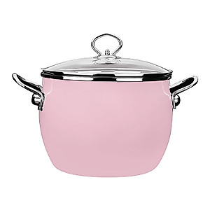 GFHVDC Pasta Pot Nonstick Cookware Enamel Stock Pot with Lid Large Cooking Pot Flat Bottom Stew Pot for Soup, Stew, Canning Induction Pasta Pot, for Stove Non Stick Soup Pot,Pink