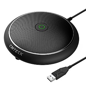 CMTECK Conference USB Microphone, Computer Desktop Mic with Mute Function, Omnidirectional Condenser PC Mic for Video, Streaming, VoIP Calls, Plug & Play Compatible with Mac OS X Windows (No Speaker)
