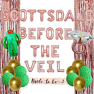 Scottsdale Bachelorette Party Decorations - Scottsdale Before the Veil Balloon Bride to Be Sash Cactus Diamond Ring Foil Balloons for Women Miss to Mrs, Bridal Shower Decorations