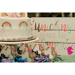 Royal Green Magical Unicorn Birthday Party Stickers for Decoration, Scrapbooking, Arts, and Crafts 2 inch (50mm) in Pink - 40 Pack