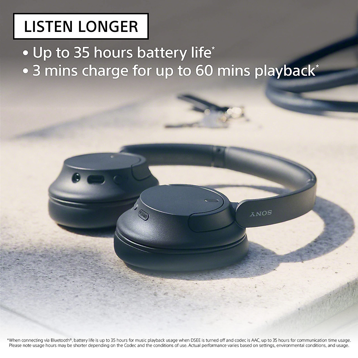 Sony WH-CH720N-BLACK Noise Canceling Headphones with Quick Charge with an Additional 1 Year Coverage (2023)