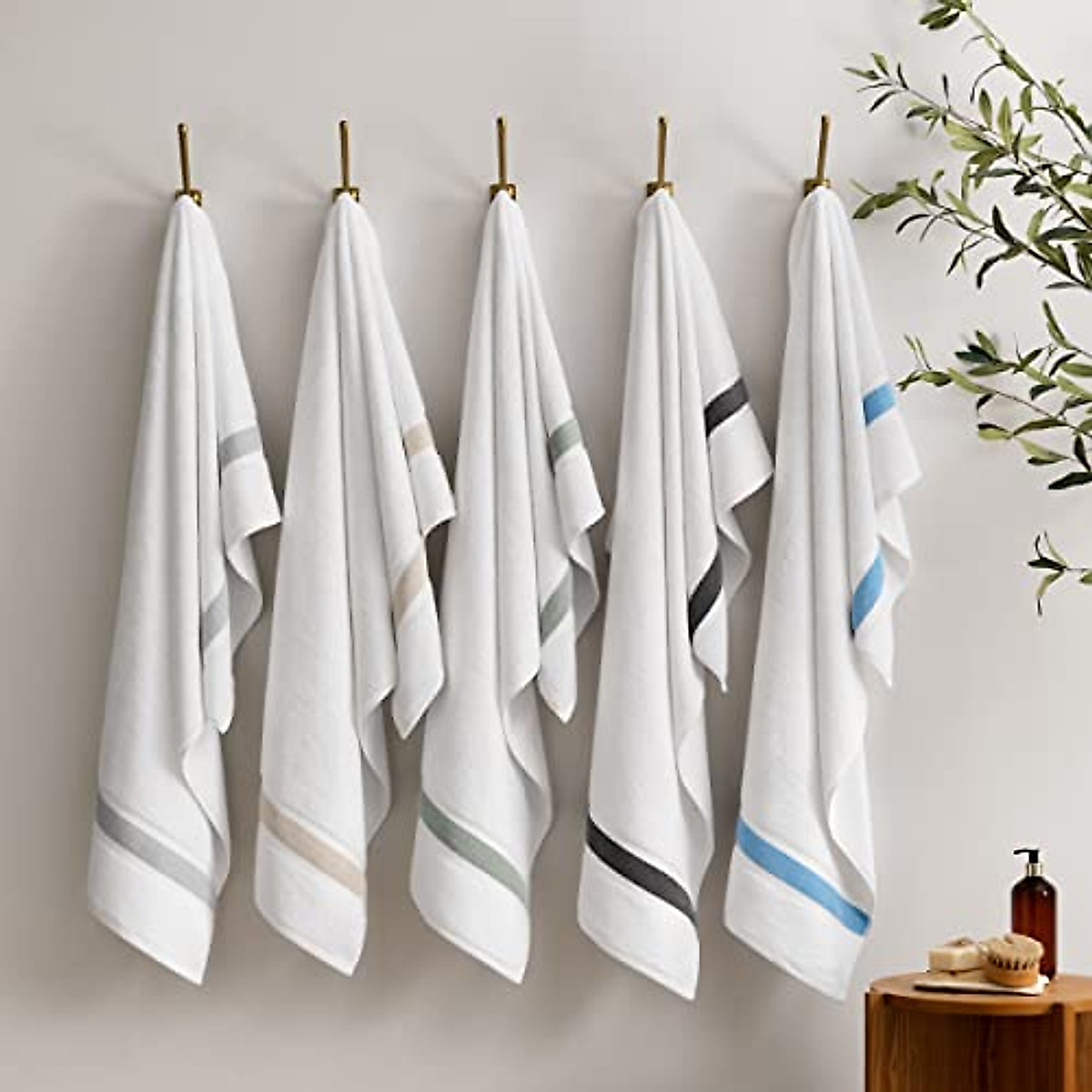 Aston & Arden Recycled Striped Turkish Hand Towels - (Set of 4) Soft & Absorbent Eco-Friendly Aegean Cotton Blend, 600 GSM, Decorative Towel for Bathroom, Home, Hotel, and Salon, Weathered Grey