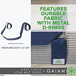 Gaiam Easy-Cinch Yoga Mat Sling, Navy, 1 Count (Mat Not Included)