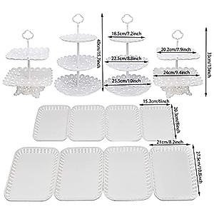 Set of 12 Pieces Cupcake Stands Plastic Dessert Stand Cupcake Holder Plate Serving Tray Fruit Plate for Wedding Birthday Party Fruits Desserts Candy Bar Display White