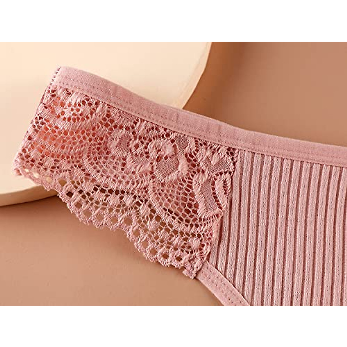 Justgoo Womens Sexy Thongs Lace Panties Underwear Cotton Low Rise Underpants Pack of 5