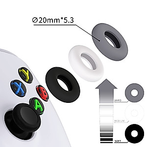 PlayVital 3 Pairs Silicone Aim Assist Target Motion Control Precision Rings for PS5, for PS4, for Xbox Series X/S, Xbox One, Xbox 360, for Switch Pro, for Steam Deck - Gray & Black & White