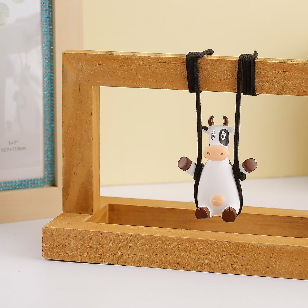 YGMONER Cute Swinging Cow Car Rear View Mirror Hanging Accessories Funny Car Interior Decor Gifts for Women Men (Cow)