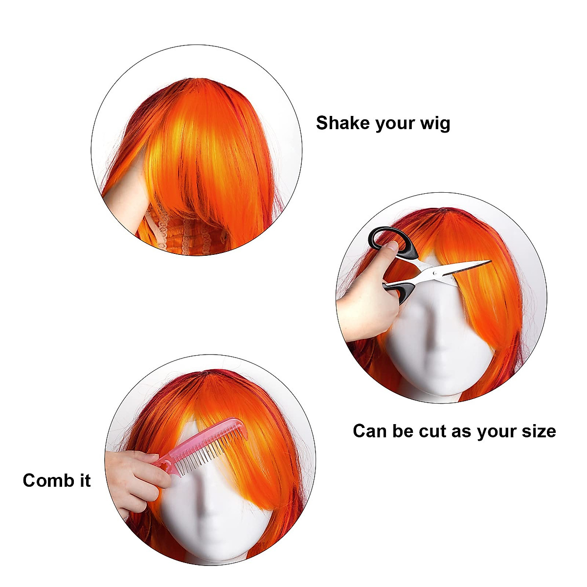 Rbenxia 30 Inch Gradient Orange Yellow Wigs Colorful Long Curly Wavy Wigs Hair Heat Resistant Spiral Costume Wigs Anime Fashion Halloween Christmas Cosplay Party (Yellow to Orange to Red)