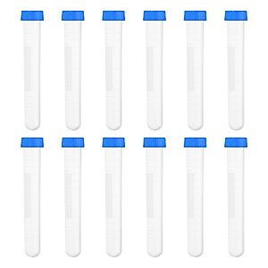 PATIKIL 15ML Plastic Centrifuge Tubes, 20 Pcs Round Bottom Centrifuge Tube with Blue Screw Caps and Graduated Marks Writing Area for Laboratory Liquid