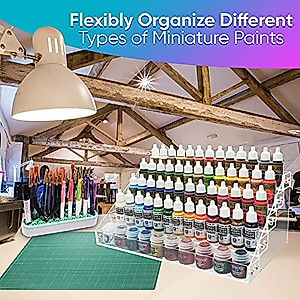 tinctor Paint Organizer & Paint Brush Holder. Perfect Paint Holder & Paint Brush Organizer for Acrylic Paint Storage, Craft Paint Storage, Paint Rack for 2 oz Bottles (Ocean Green)