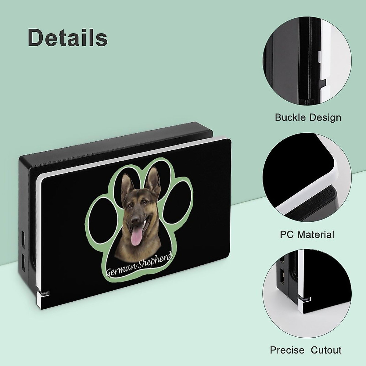 German Shepherd Dog Paw Anti Scratch Dust Cover Compatible with Switch Dock Replacement Print Skin Shell