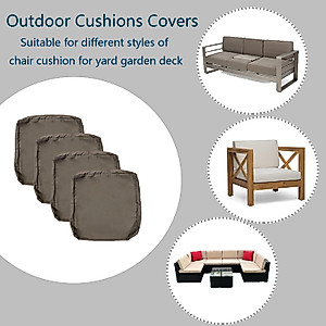 FLYMEI Patio Cushion Covers 25x27x5 Waterproof Outdoor Cushion Cover Replacement 4Packs Outdoor Seat Cushion Slipcover for Rattan Chair Sofa, Taupe