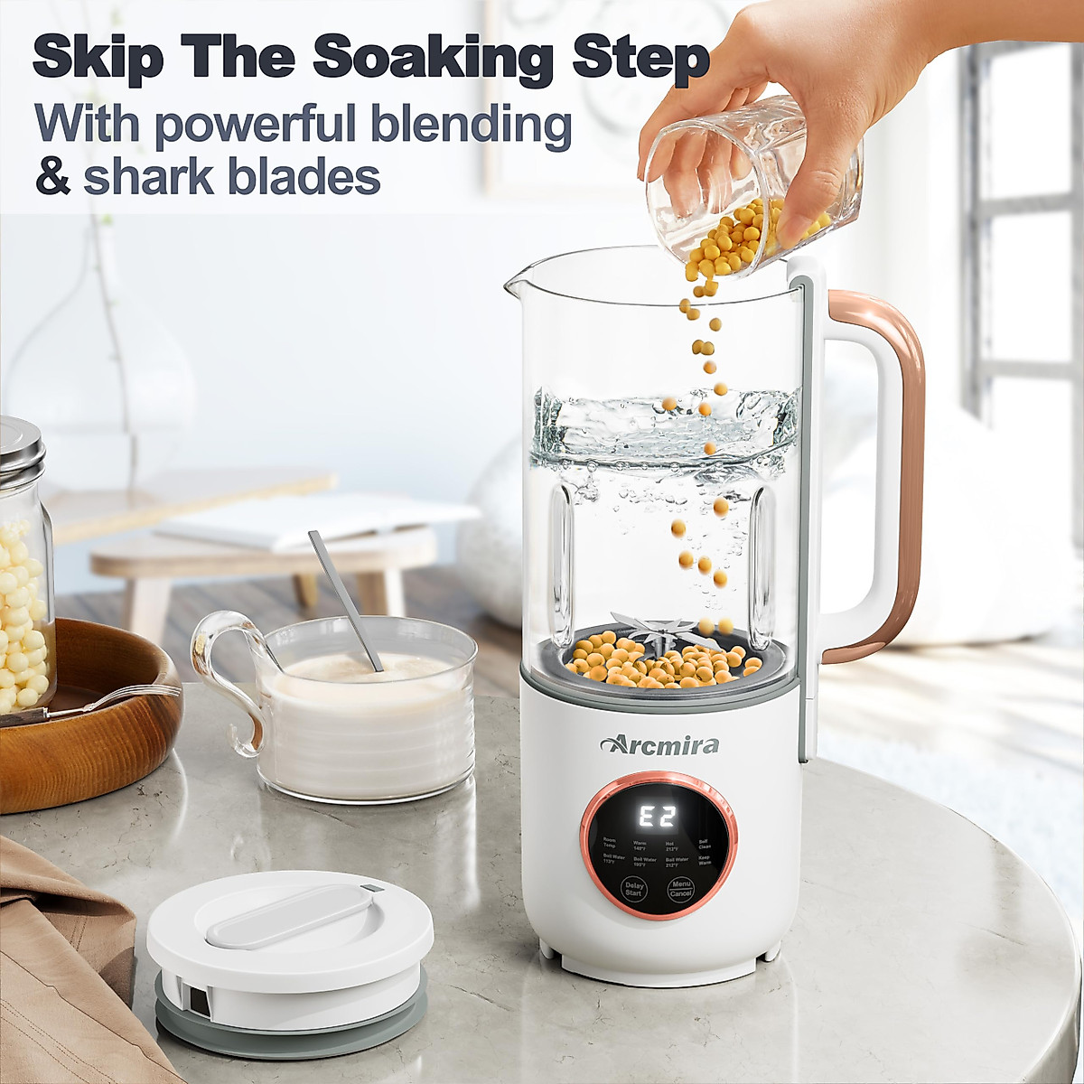 Automatic Nut Milk Maker, 35 oz(1000ml) Homemade Almond, Oat, Soy, Plant-Based Milk and Dairy Free Beverages, Almond Milk Maker with Delay Start/Keep Warm/Boil Water, Soy Milk Maker with Nut Milk Bag