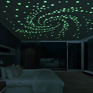 Glow in The Dark Stars Blue 200 Pcs Luminous Stickers Ceiling Stars Fluorescent Wall Stickers Decor 3D Murals Decals for Home Wall Decorate Adhesive Dots Starry Sky Kids Boys Baby Bedroom Decorations