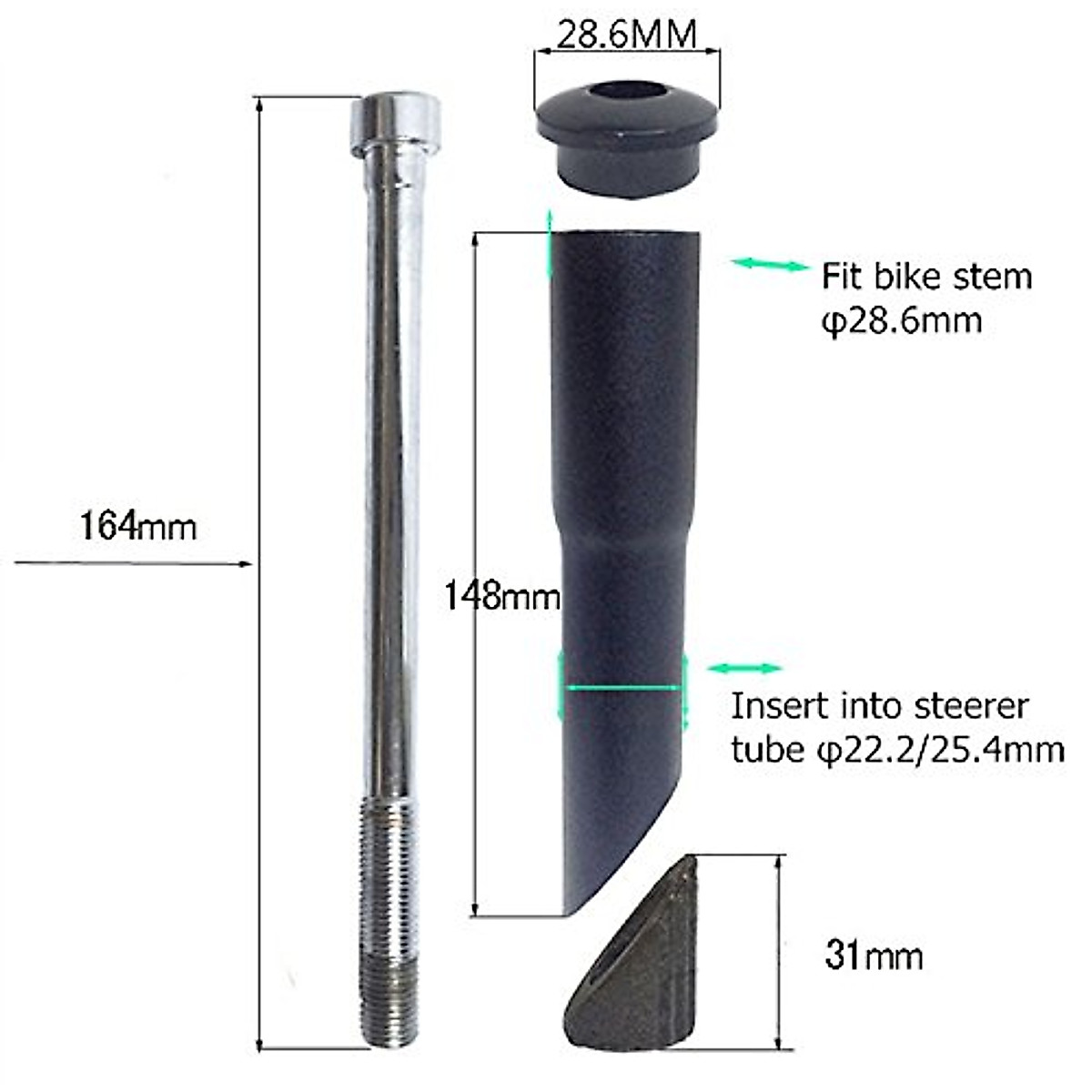 UPANBIKE Road Mountain Bike Bicycle Stem Riser Adapter 1 1/8" φ22.2mm 25.4mm150mm