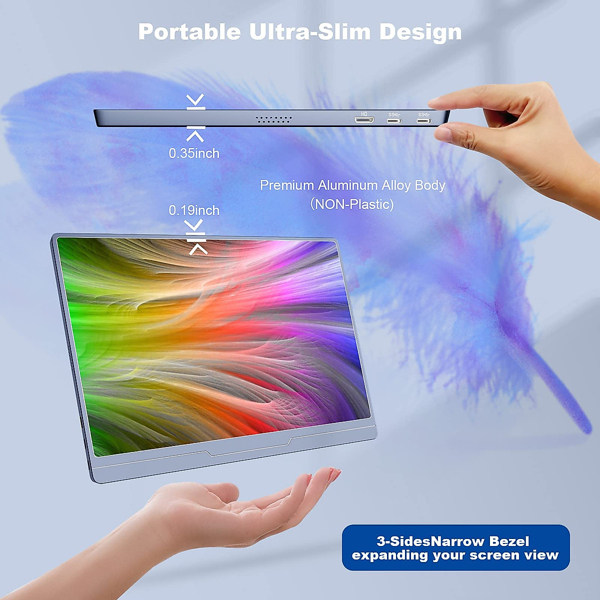 ZSCMALLS 4K Portable Monitor 15.6 Inch 100% sRGB HDR IPS FHD USB-C Laptop Monitor HDMI Computer Display, Gaming Monitor with Smart Cover&Speakers for Laptop PC MAC Phone PS4/5 Xbox Switch