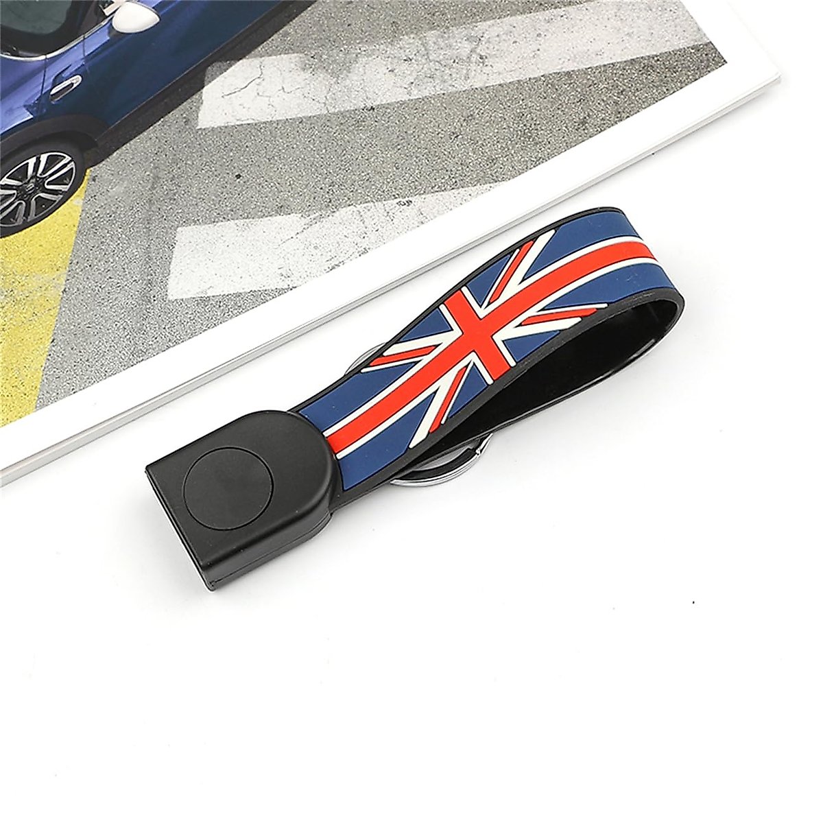 Car Key Cover Key Case Keychain Smart Remote Fob Shell Compatible with Mini Cooper After 2014 Third Generation F Series F54 F55 F56 F57 F60 PJ01 (Key Chain, Red Union Jack)