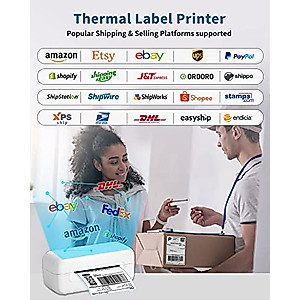 Label Printer with Thermal Pink Round Label - 1.25" x 2.25",1000 Sheets/Roll, 1 Roll
