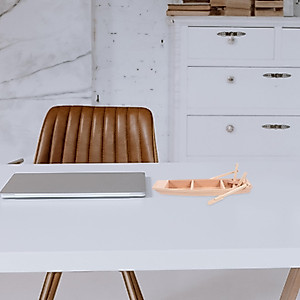 Unfinished Wooden Rowboat, Mini Wood Boat Model Figurine forIY Crafts School Project Birthday Party Home Office Table Decoration