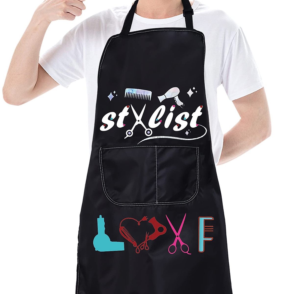 CMNIM Hair Stylist Apron Stylist Apron with Pockets Hairdressers Hair Salon Apron for Stylist Gifts Barber Cosmetology Aprons (Hair Stylist Apron)