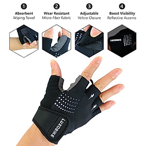 LuxoBike Cycling Gloves Mountain Bike for Men – Shock Absorbing SBR Gel Padded – Anti Slip Palm – Ultra Breathable – Specialized for Mens Bicycling, Biking, MTB Biker, Road Bicycle Riding