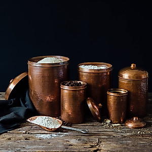 Sertodo Copper Kitchen Compost Canister | Heavy Gauge, Hand Hammered, 100% Pure Copper | Stylish and Sustainable (5.25 qt, Peacock Patina)