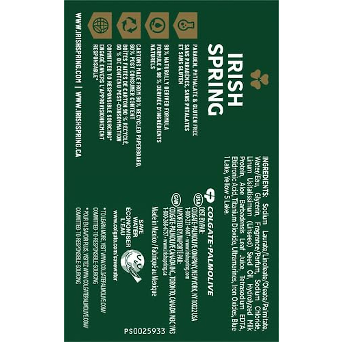 Irish Spring Aloe Bar Soap, (00035000141705), 3.7 Ounce (Pack of 8)