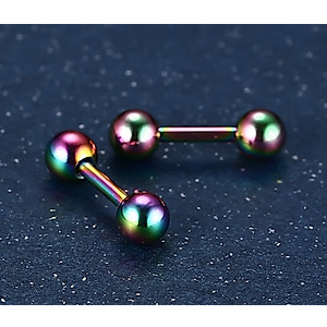Tanyoyo 4mm Surgical Stainless Steel Ear Piercing Studs Earrings sets 6 Pair Mixed Colors High Polished 16G