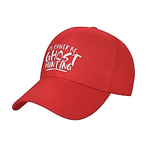 I'd Rather Be Ghost Hunting Adjustable Baseball Hat Unisex Adult Sports Cap Red Outdoor Uv Protection