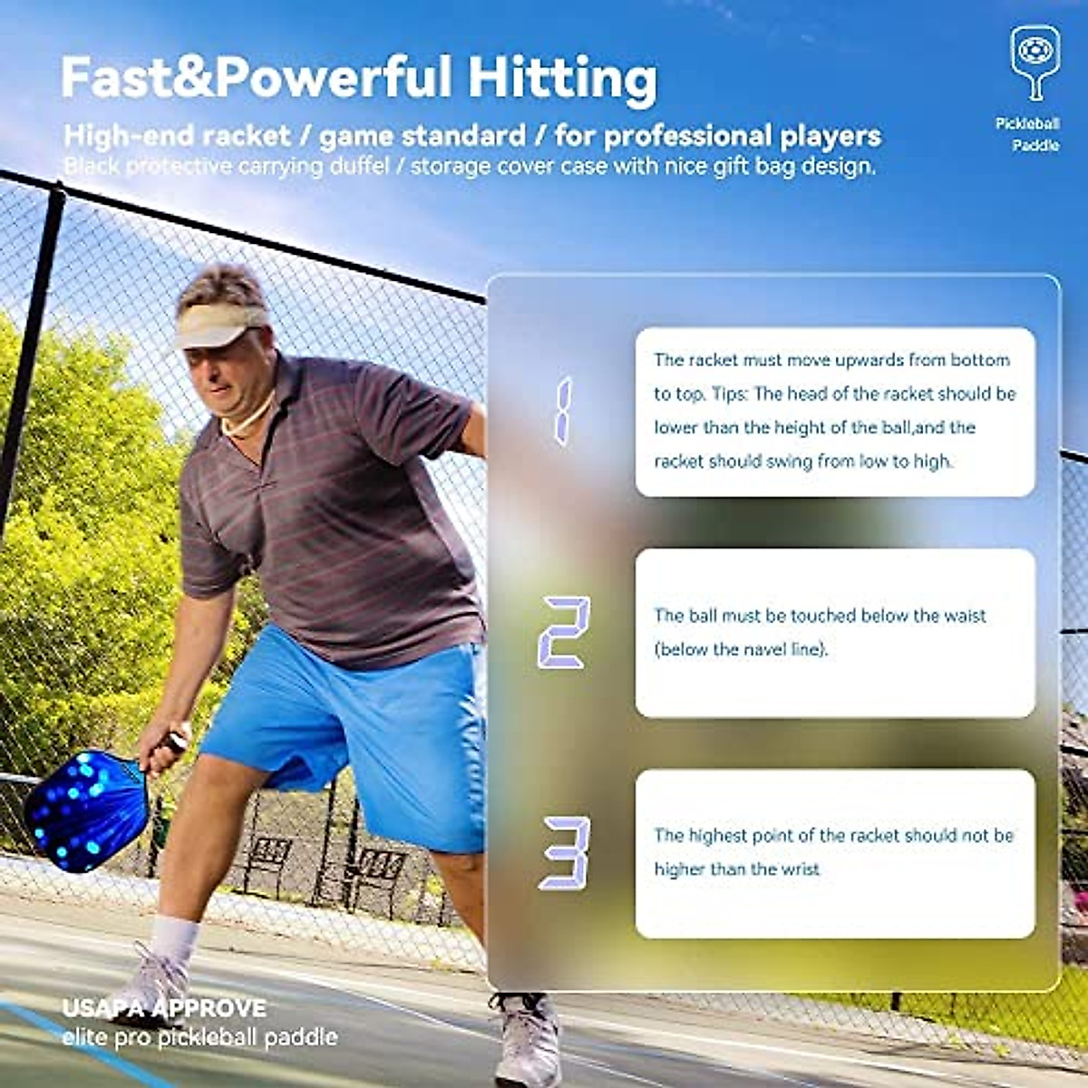 VUFOXT Pickleball Paddles Set of 2 , 99.99rbon Fiber,Graphite Honeycomb Core Graphite Face Cushion Comfort Grip 4.8In Grip, Lightweight Racquets with 4 Pickle Balls 1 Table Tennis Bag(Starry Blue)