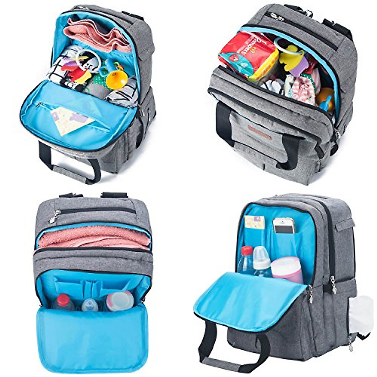 HYBLOM Diaper Bag Backpack With Baby Stroller Straps For Mom Dad, Multi-function Comfortable Nappy Bag Organizer Insulated Pockets, Mommy Backpack, Dark Grey