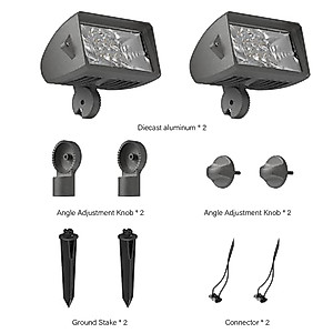 VENUS MANUFACTURING 2 Pack Low Voltage Wall Wash Lights 12V LED Landscape Lighting 18 Watt 600 Lumen Flag Light 2700K Warm White Metal Outdoor Spotlight Black Trees Light for Garden & Yard