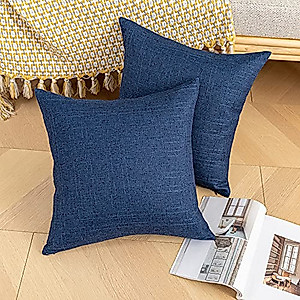Kevin Textile Pack of 2 Decorative Outdoor Waterproof Throw Pillow Covers Checkered Pillowcases Classic Cushion Cases for Patio Couch Bench 16 x 16 Inch Blue