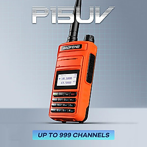 BAOFENG P15UV 5W Dual Band Waterproof Two Way Radio Long Range Walkie Talkie for Adults, with Earphone and Type-C Charger