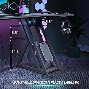 CubiCubi Aurora Gaming Desk with Carbon Fiber Surface, 40 Inch L Shaped Desk with Storage Shelves, Small Corner Computer Desk with Monitor Shelf, Gamer Desk PC Table, Grey