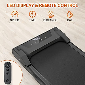 Walking Pad Under Desk Treadmill 2 in 1 Treadmills for Home Office Desk Treadmill for Walking Jogging Running with LED Display, Remote Control