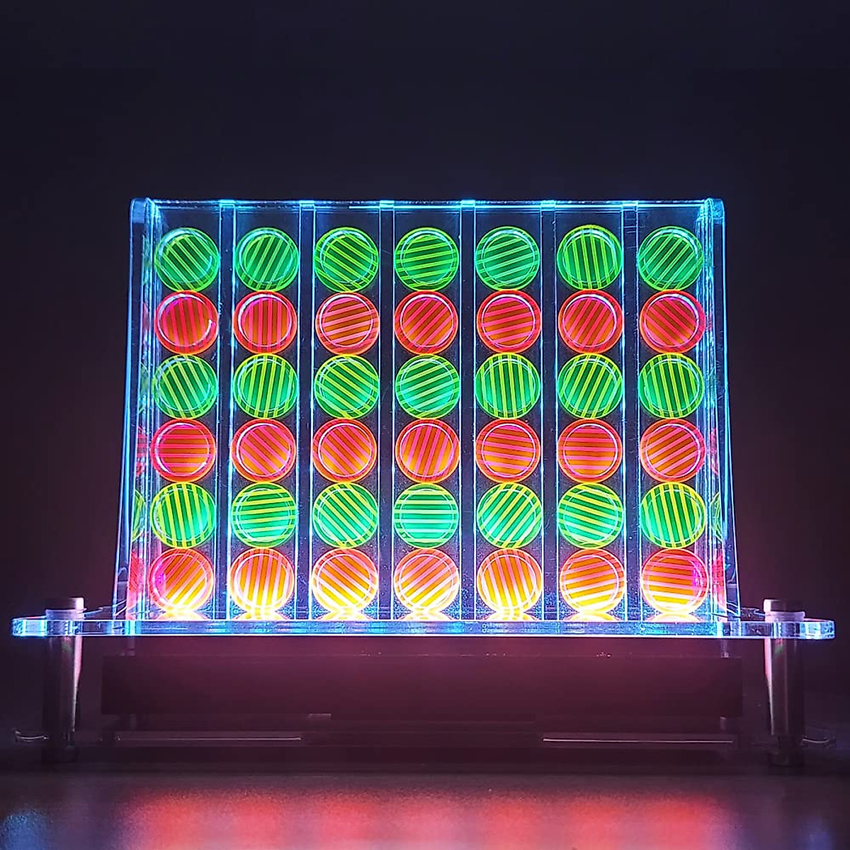 OnDisplay Luxe Glowing Acrylic Four in a Row Game w/Lights & Remote Control (Pink/Yellow)