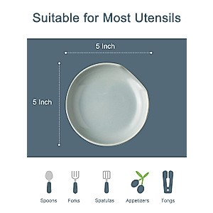 Miamolo Ceramic Spoon Rest for Kitchen Counter, Kitchen Spoon Holder for Stove Top, Cooking Utensil Rest with Drip Tray for Ladles Tongs Spatula, Dishwasher Safe, Light Gray