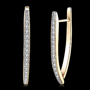 14K Gold Plated Cubic Zirconia Hoop Earrings For Women Men Fashion CZ Earrings